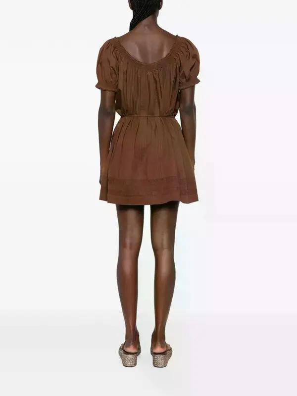 DAMSON MADDER Jayne Short Sleeve Mini Shirt Dress - Brown