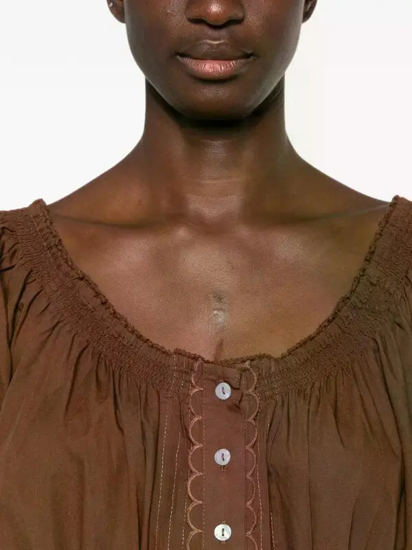 DAMSON MADDER Jayne Short Sleeve Mini Shirt Dress - Brown