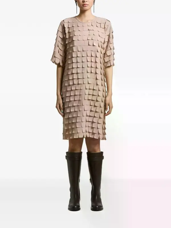 Peserico Laser-cut Tiered Mini Dress - Neutrals