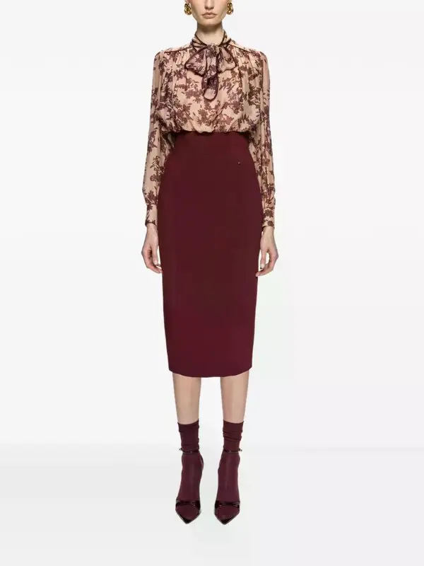 NISSA High-rise Pencil Midi Skirt - Red