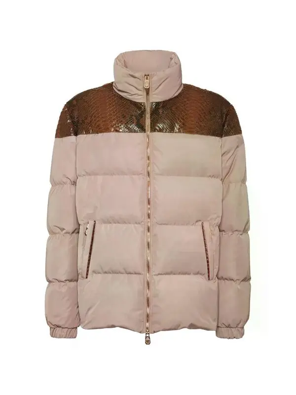 BILLIONAIRE Nylon Down-jacket With Python Inserts