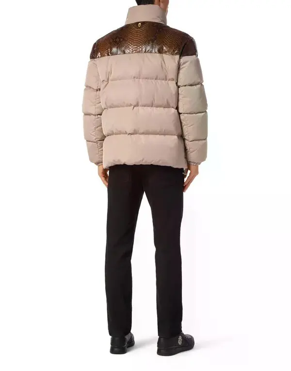 BILLIONAIRE Nylon Down-jacket With Python Inserts