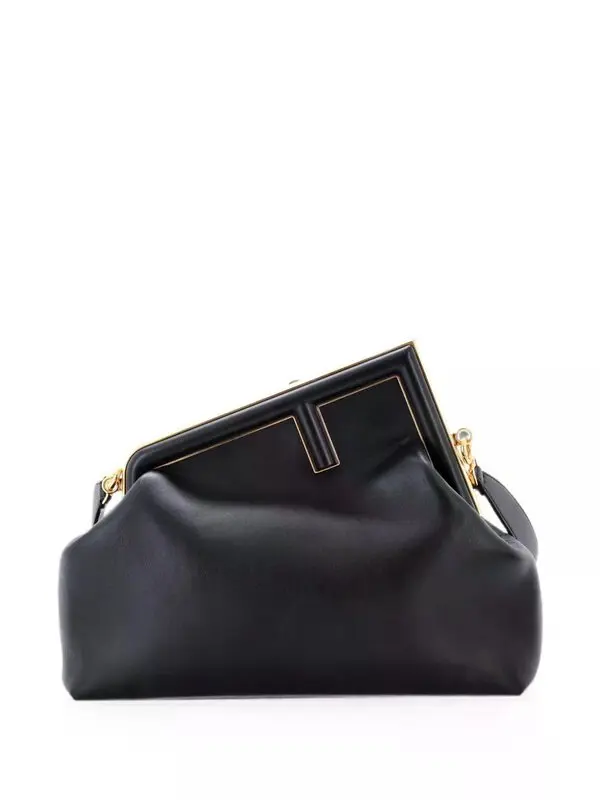 Fendi Leather Medium Clutch Bag - Black