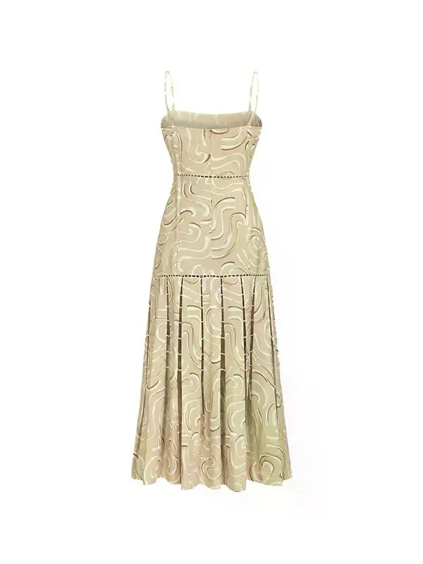 Alexis Abstract Print Ladder-stitch Midi Dress