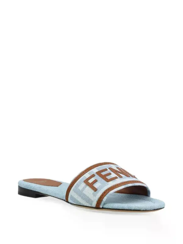 Fendi Sunshine Ff Motif Logo Patch Sandals - Blue