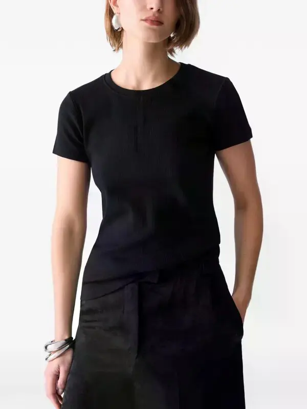 Liu Jo Ribbed T-shirt With Logo Patch