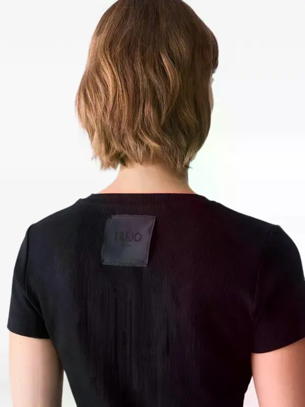 Liu Jo Ribbed T-shirt With Logo Patch