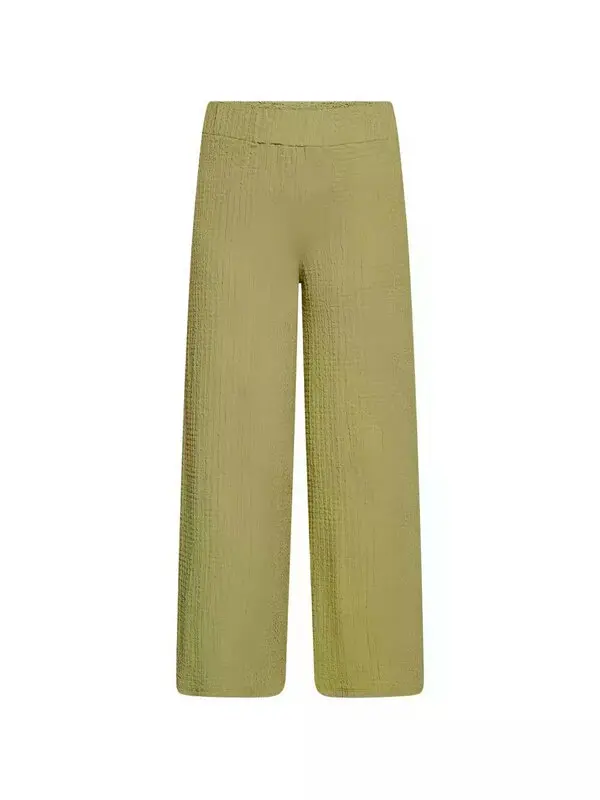 BETTY BARCLAY Seersucker-texture Wide-leg Trousers - Green