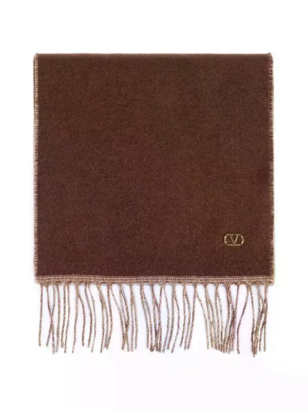 Valentino Garavani Vlogo Signature Fringed Scarf - Brown