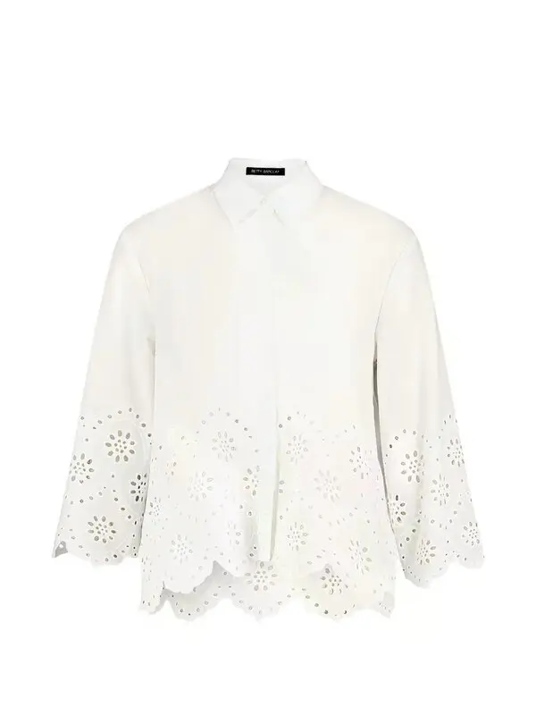 BETTY BARCLAY Broderie Anglaise Scalloped Hem Shirt - White