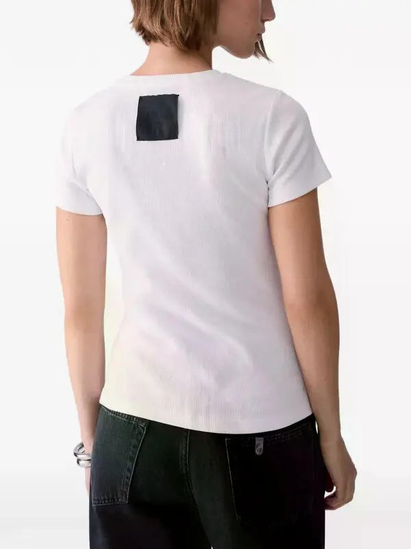 Liu Jo Ribbed T-shirt With Logo Patch