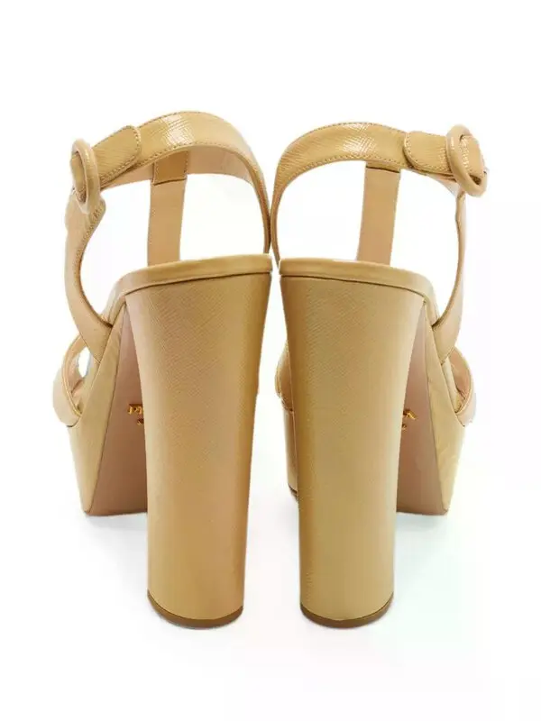Prada Saffiano-leather T-bar Platform Sandals