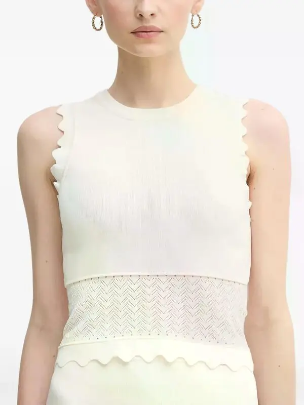 GAUDI Sleeveless Scalloped Trim Top - Neutrals