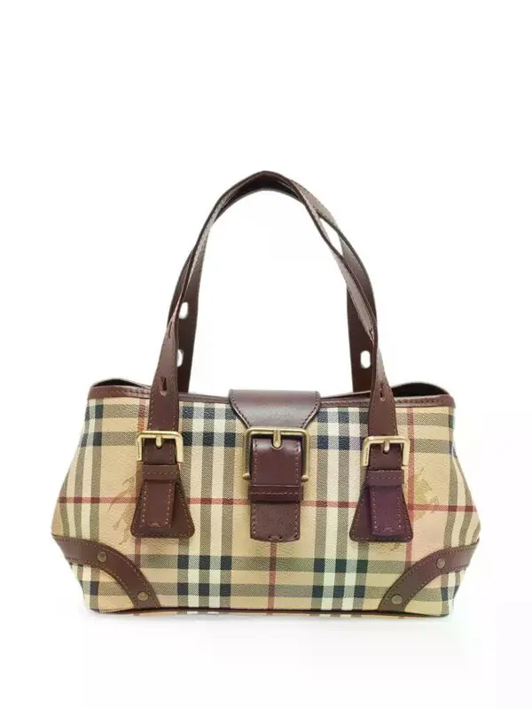 Burberry Small Haymarket Check Buckle Tote Bag