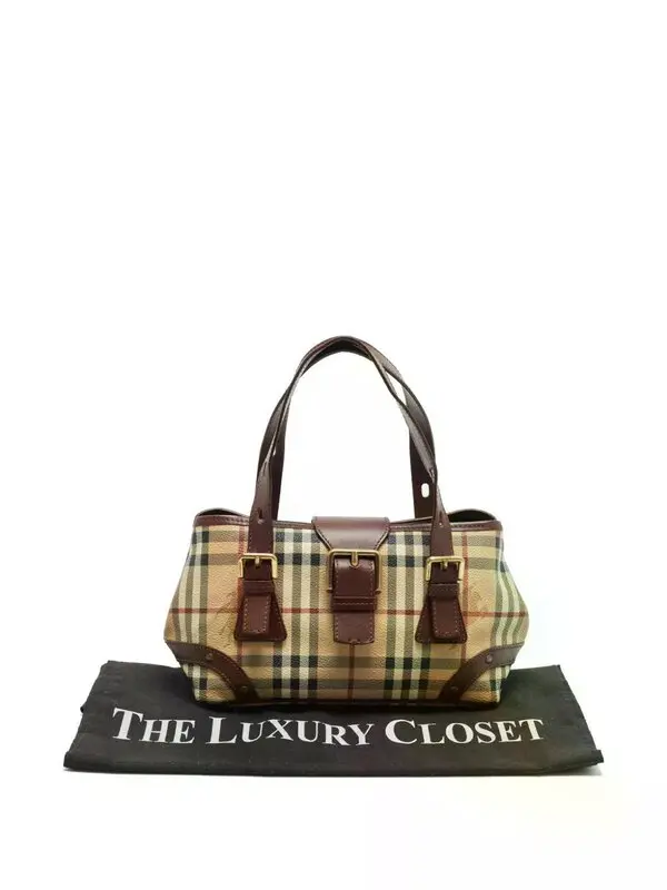 Burberry Haymarket Check Buckle Tote Bag