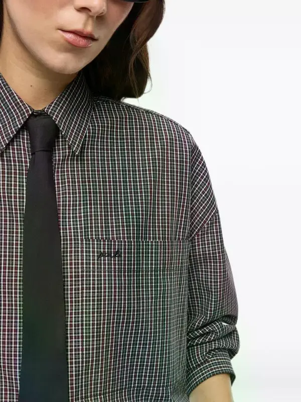 Pinko Cropped Check Shirt With Tie