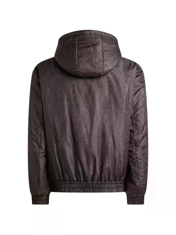Etro Padded Bomber Jacket With Hood And Paisley Motif - Brown