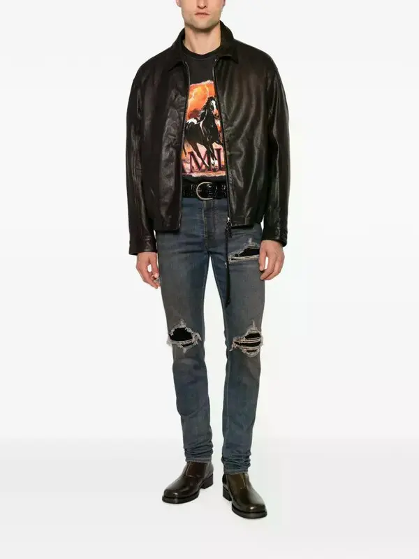 Amiri Ultrasuede Mx1 Distressed Slim-fit Jeans - Blue