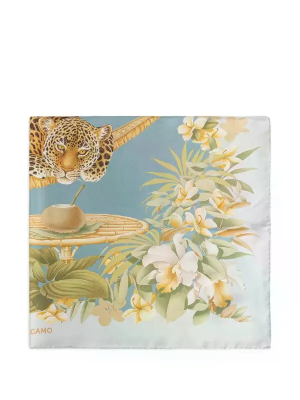 FERRAGAMO Jungle-print Silk Scarf - White