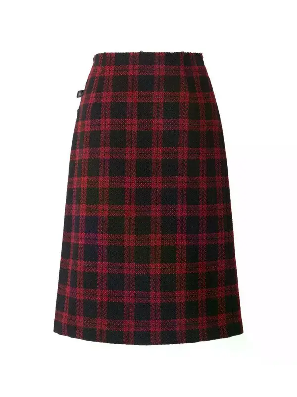 Pinko Tartan-check Buckled Midi Skirt