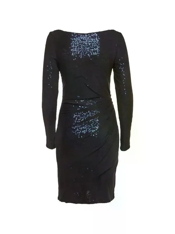 Badgley Mischka Sequin Ruched Midi Dress