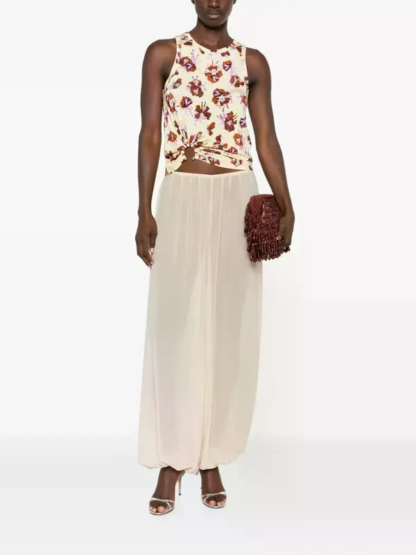 Rabanne Sleeveless Floral Pattern Ring Detail Top