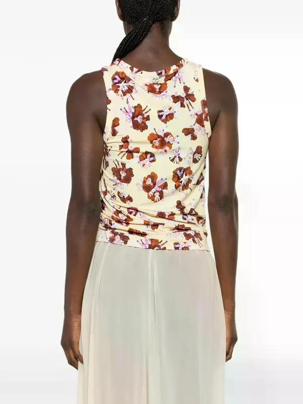 Rabanne Sleeveless Floral Pattern Ring Detail Top - Neutrals