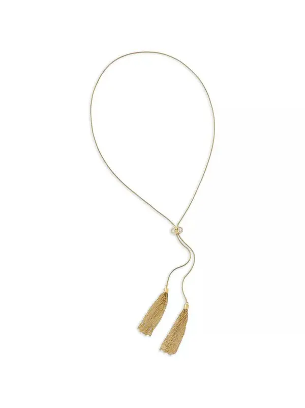 Liu Jo Tone Necklace With Crystal-embellished Logo And Chain-link Tassels