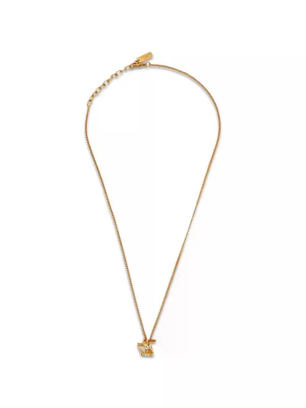 Saint Laurent Tone Cassandre Pendant Necklace - Gold