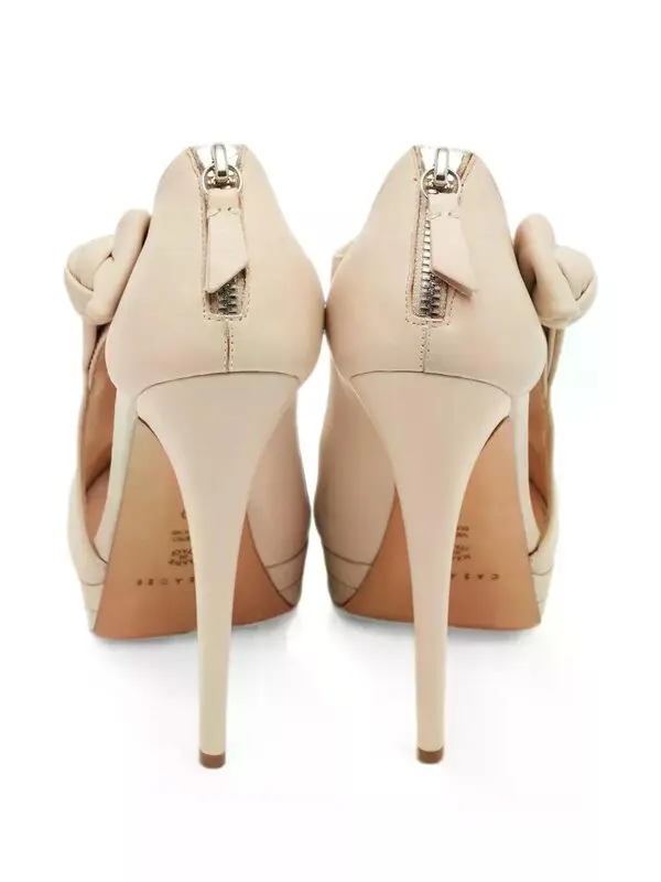 Casadei Bow-detail Cut-out Heeled Sandals - Neutrals