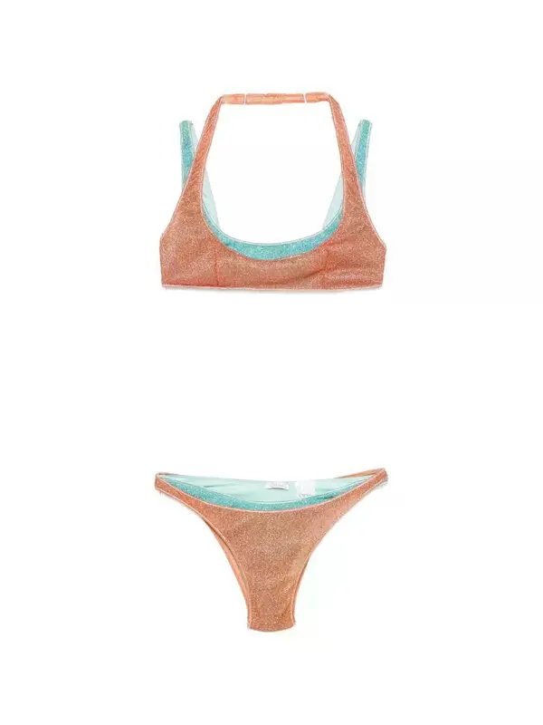Oseree Metallic-effect Layered Bikini