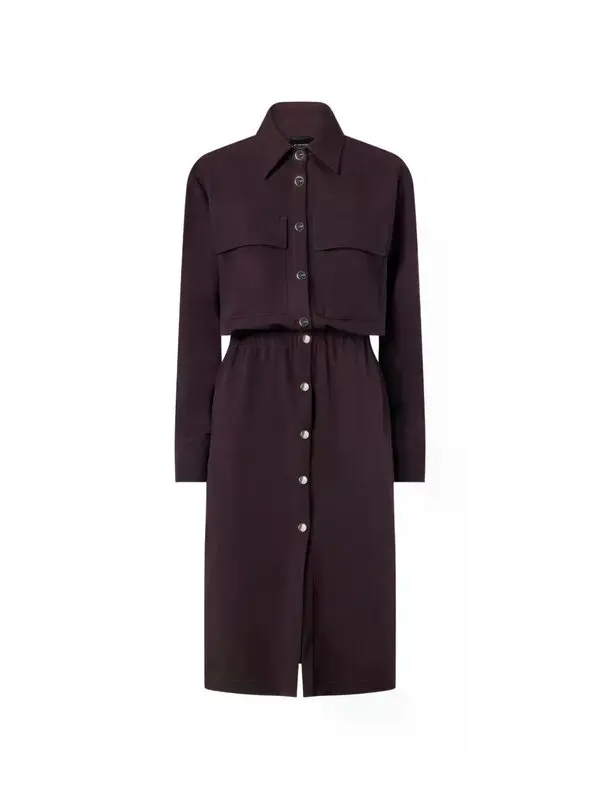 Pinko Elasticated-waist Shirt Midi Dress - Purple