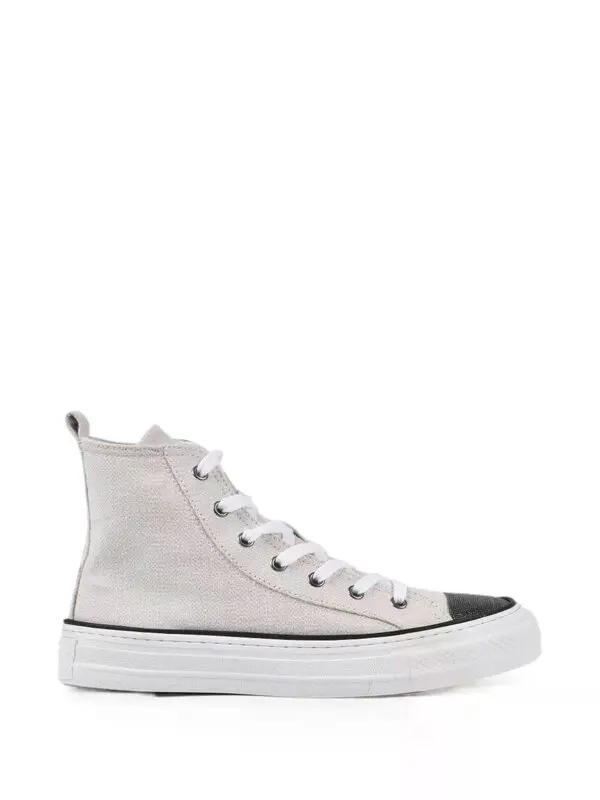 Brunello Cucinelli Embellished Lace-up High-top Sneakers