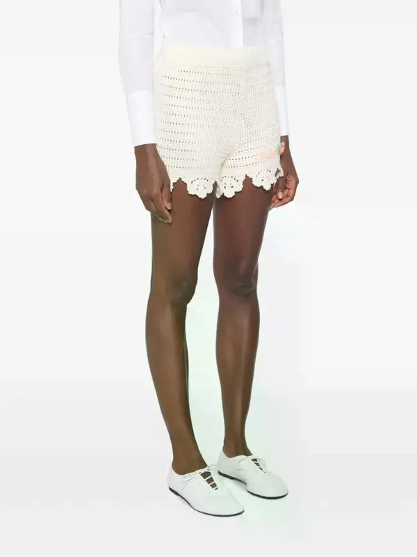 Chloé Crochet Scalloped-hem Shorts - Neutrals