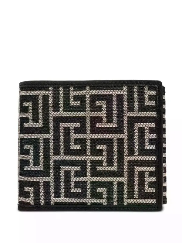 Balmain Monogram Canvas Wallet - Black
