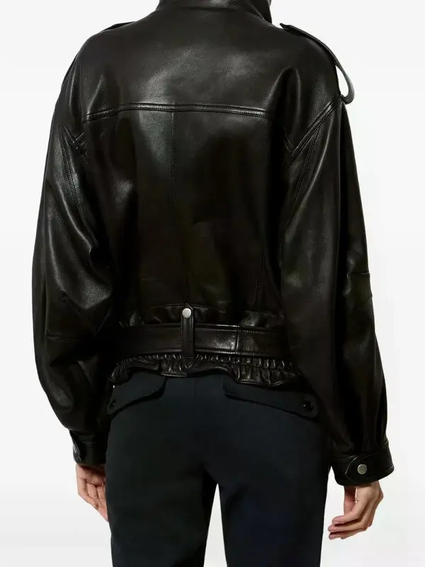 Isabel Marant Étoile Farza Lambskin Leather Biker Jacket - Black
