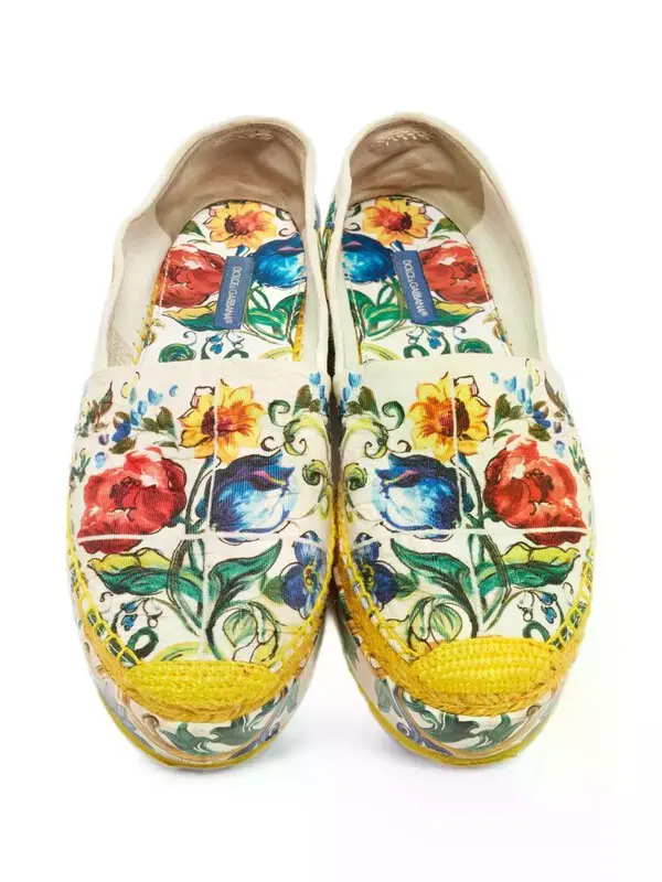 Dolce & Gabbana Floral-print Jacquard Platform Espadrilles