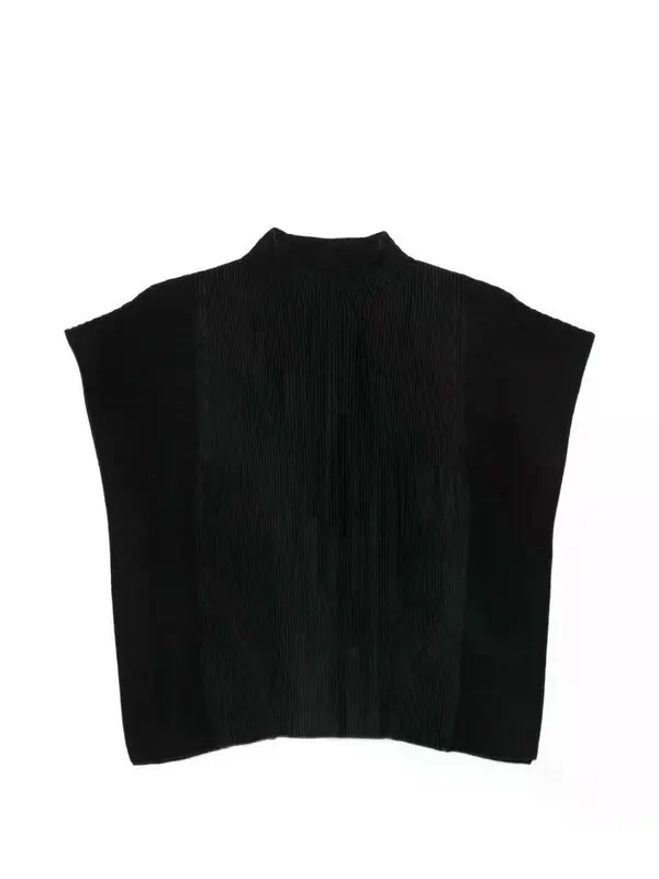 CFCL Portrait Ruffled-sleeves Ribbed Top