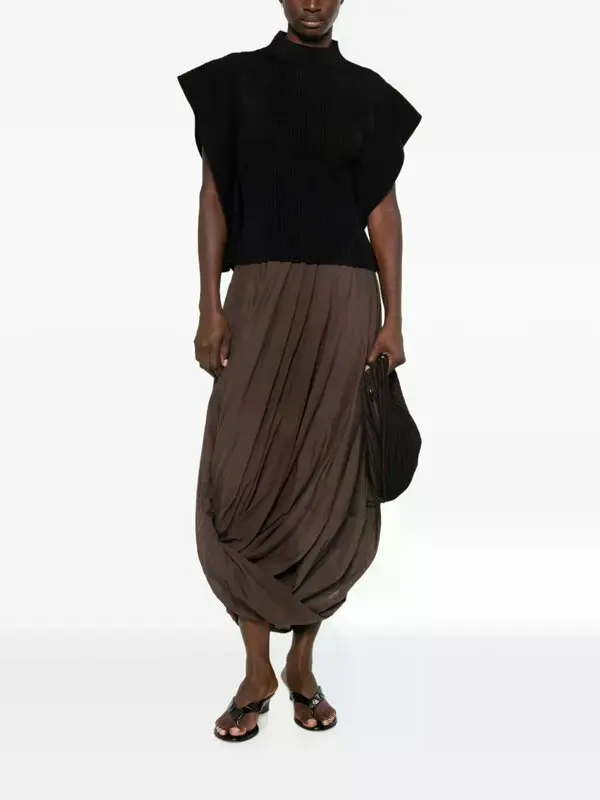 CFCL Portrait Ruffled-sleeves Ribbed Top
