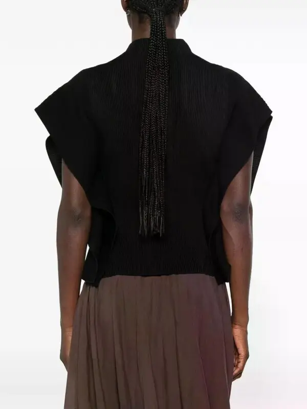 CFCL Portrait Ruffled-sleeves Ribbed Top