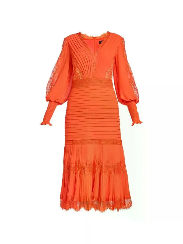 Tadashi Shoji Nyssa Bishop Lace-trimmed Maxi Dress - Orange