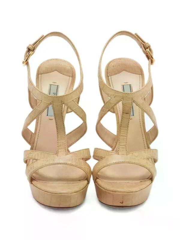 Prada Croc-embossed Platform Sandals