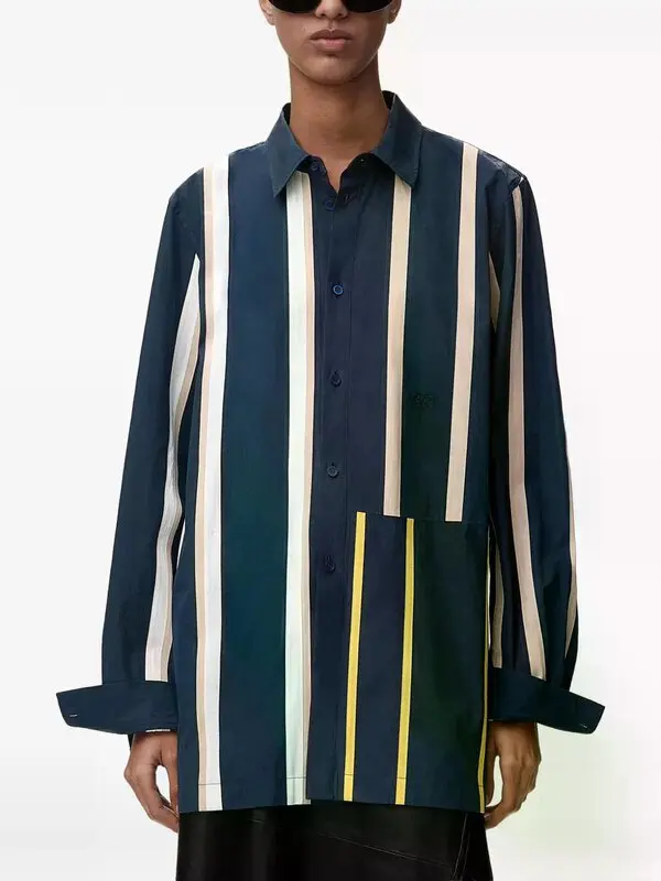 Loewe Striped Shirt With Embroidered Anagram Motif - Blue