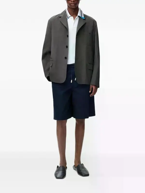 Loewe Drawstring Waist Logo Embroidered Shorts - Blue