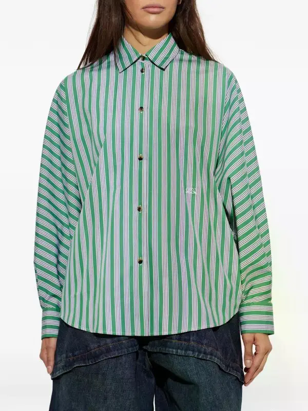 Loewe Striped Embroidered-anagram Shirt - Green