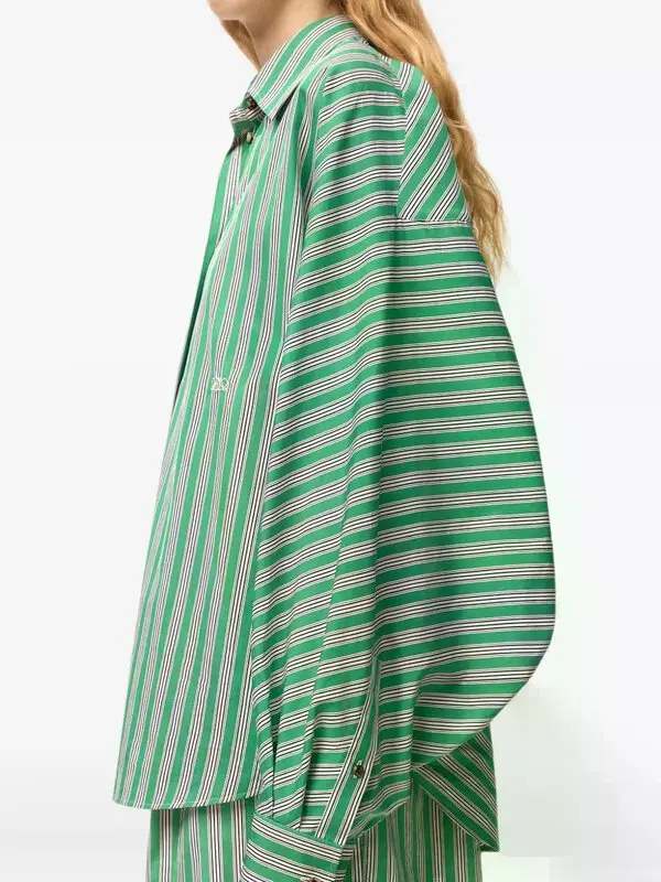 Loewe Striped Embroidered Anagram Shirt - Green