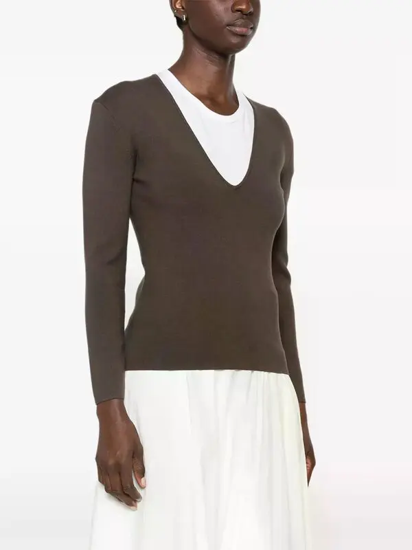 TOTEME V-neck Long-sleeve Sweater - Brown