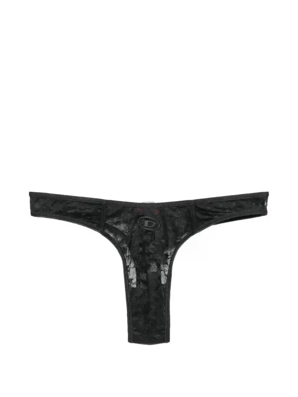 DIESEL® Micro-punchy Logo-detail Lace Thong - Black
