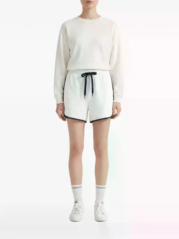 Brunello Cucinelli Drawstring-waist Contrast-trim Cotton Shorts - White