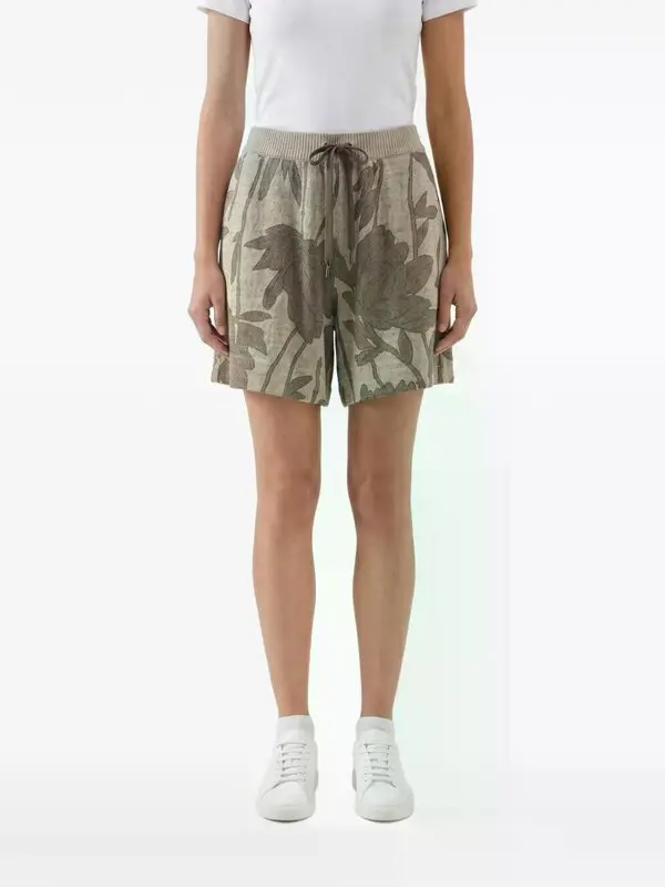 Brunello Cucinelli Floral Print Drawstring Shorts - Neutrals